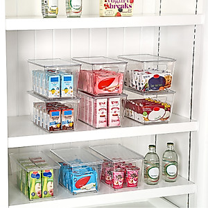 Vtopmart 6 Pack Clear Stackable Storage Bins with Lids, Medium Plastic Containers with Handle for Pantry Organization and Storage,Perfect for Kitchen, Fridge, Cabinet, Bathroom Organizer