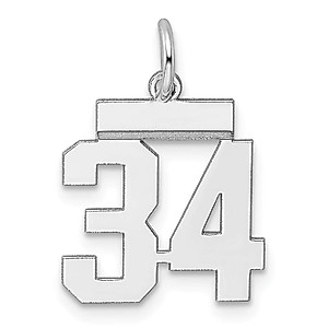 FB JEWELS Sterling Silver Small Polished Number 34