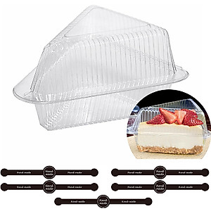 SVICCOOKQ 200 Pcs Cake Slice Containers,Cake Slice Boxes,individual cake slice containers with 200 sets of cake stickers for Cheesecake Small Pies Snack Dessert