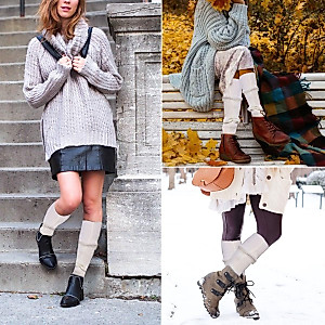 Ewandastore Women's Candy Color 80S Winter Leg Warmers Knitted Wool Crochet Long Boot Socks, White