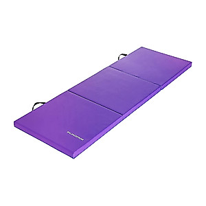 BalanceFrom Folding Gymnastics Mat Home Gym Floor Tumbling Equipment, Purple