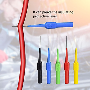 50 Pcs Test Back Probe Pin, 0.7mm Non-Destructive Insulation Wire Piercing Needle, Test Probe Pins, Wire Piercing Probe Insulation Back Probes for 4mm Banana Socket Plug, Car Tester