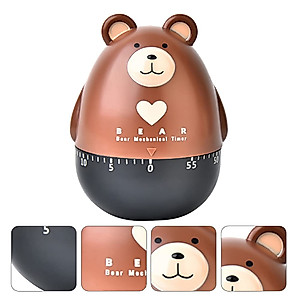 DOITOOL Animal Kitchen Timers for Kids, Cute Cartoon Bear 60 Minutes Mechanical Kitchen Timer Wind Up Countdown Timer for Kitchen Baking Cooking (Orange)