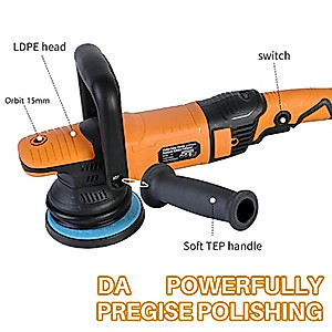 SHINEJACK Car Buffer Polisher kit 6 inch 810w Double Acting Polisher 15mm Long-Throw Orbital Polisher for Car Detailing 1650-4800r