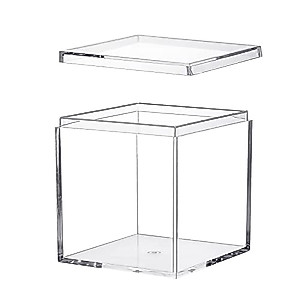 Clear Acrylic Box with LId ,Dayaanee 4 Pack Small Acrylic Box with Lid Plastic Square Cube Small Container , 2.5x2.5x2.5 Inches/65X65X65mm Storage Boxes Organizer Containers for Candy Pill and Tiny Jewelry