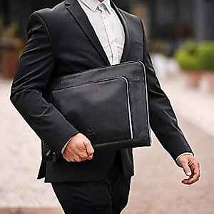 DONBOLSO Laptop Sleeve London I 13.3 Inch Genuine Leather Notebook Briefcase for Men & Women I Up to 14 Inch Protective Case I Vintage Black