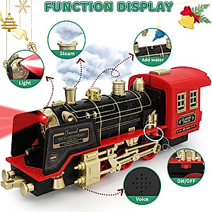 LZZAPJ Train Set for Boys 3-5,Electric Train Tracks Set for Toddlers 2-4 Year Old,Christmas Train Sets for Around The Tree with Smoke, Light & Sounds, Christmas Toy Gifts for Kids Girls Ages 4-8