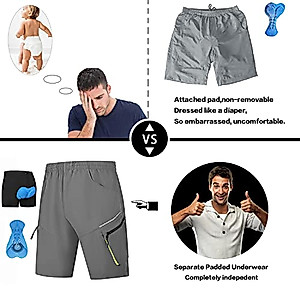 Nomolen Men's Mountain Bike Shorts 3D Padded Lightweight Quick Dry MTB Cycling Bicycle Shorts Loose-Fit B-Grey