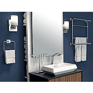 Gatco 1444SN, Modern Rectangle Base Freestanding Countertop Towel Holder, Satin Nickel / 10.50"W x 11.13"H T-Shape Style Countertop Hand Towel Holder for Bathroom, Kitchen/ Fingertip Towel Rack