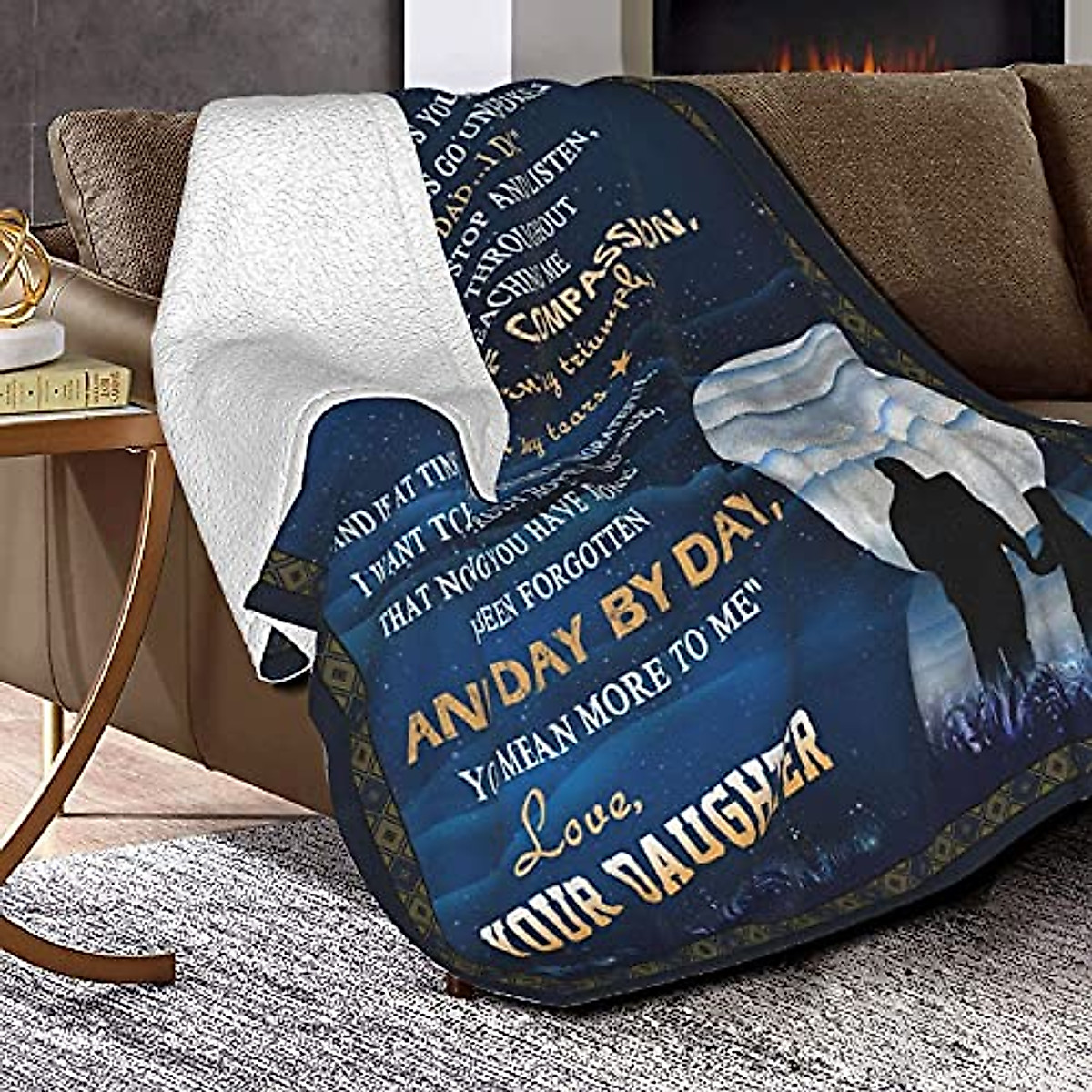 Joyloce to My Dad from Daughter Flannel Fleece Throw Blanket 60"x50", Grateful Love Birthday Gift Throws Blankets, Happy Father's Day Present for Sofa, Super Cozy Lightweight Father Gifts Idea