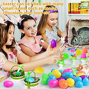 Motiloo 72 Pieces 2.3 Inch Plastic Easter Eggs, Fillable Easter Eggs Colorful Bright Plastic Easter Eggs Perfect for Easter Egg Hunt, Basket Stuffers Fillers, Easter Party Favors