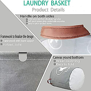 BOOHIT Storage Baskets,Canvas Fabric Laundry Hamper-Collapsible Storage Bin with Handles,Toy Organizer Bin for Kid's Room,Office,Nursery Hamper, Home Decor (Thumb)