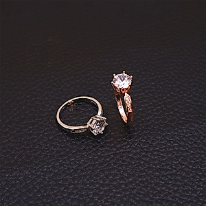 Women Rose Zircon Engagement Rings CZ Simulated Diamond Proposal Rings Wedding Rings Elegant Dainty Jewelry (Rose Gold, RG7)