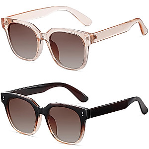 NCLLCE Retro Oversized Square Polarized Sunglasses for Women Classic Vintage UV400