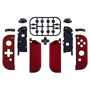 eXtremeRate Scarlet Red Joycon Housing Shell (D-Pad Version) with Full Set Buttons for Nintendo Switch, Replacement Faceplate for Nintendo Switch Dock – Joy-Con Dock NOT Included