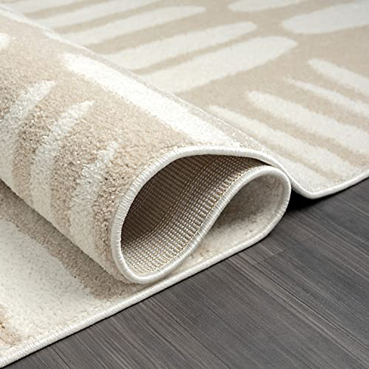 Abani Nuevo Collection Area Rug - Neutral Beige/Cream Abstract Design - 6'x9' - Easy to Clean - Durable for Kids & Pets - Non-Shedding - Medium Pile - Soft Feel - for Living Room, Bedroom & Office