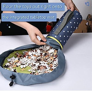 Light Autumn Lego Storage and Play Mat Bag - Compact Toy Organizer Bin for Kids Room - Drawstring Toy Holder for Fast Storage - On the go, Easy to Carry Toy Container during Travel