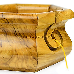 Nagina International Mahogany Handcrafted Premium Hexagonal Large Yarn Ball Storage Bowl | Skein Holder for Knitters | Knitting & Crocheting Art Craft Accessories (Large)