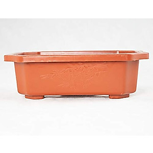 4 Rectangular Plastic Bonsai/Succulent Pots 6.25"x 4.5"x 2" - Dark Orange