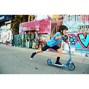Razor A5 Lux Kick Scooter for Kids Ages 8+ - 8" Urethane Wheels, Anodized Finish Featuring Bold Colors and Graphics, for Riders up to 220 lbs