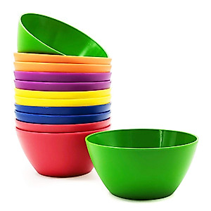 KX-WARE Plastic Bowls set of 12 - Unbreakable and Reusable 6-inch Plastic Cereal/Soup/Salad Bowls Multicolor | Microwave/Dishwasher Safe, BPA Free