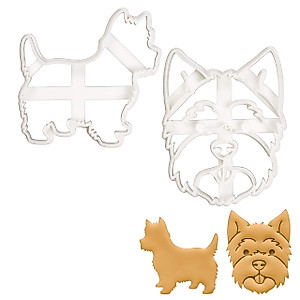 Set of 2 West Highland White Terrier cookie cutters (Design: Face and Silhouette), 2 pieces - Bakerlogy
