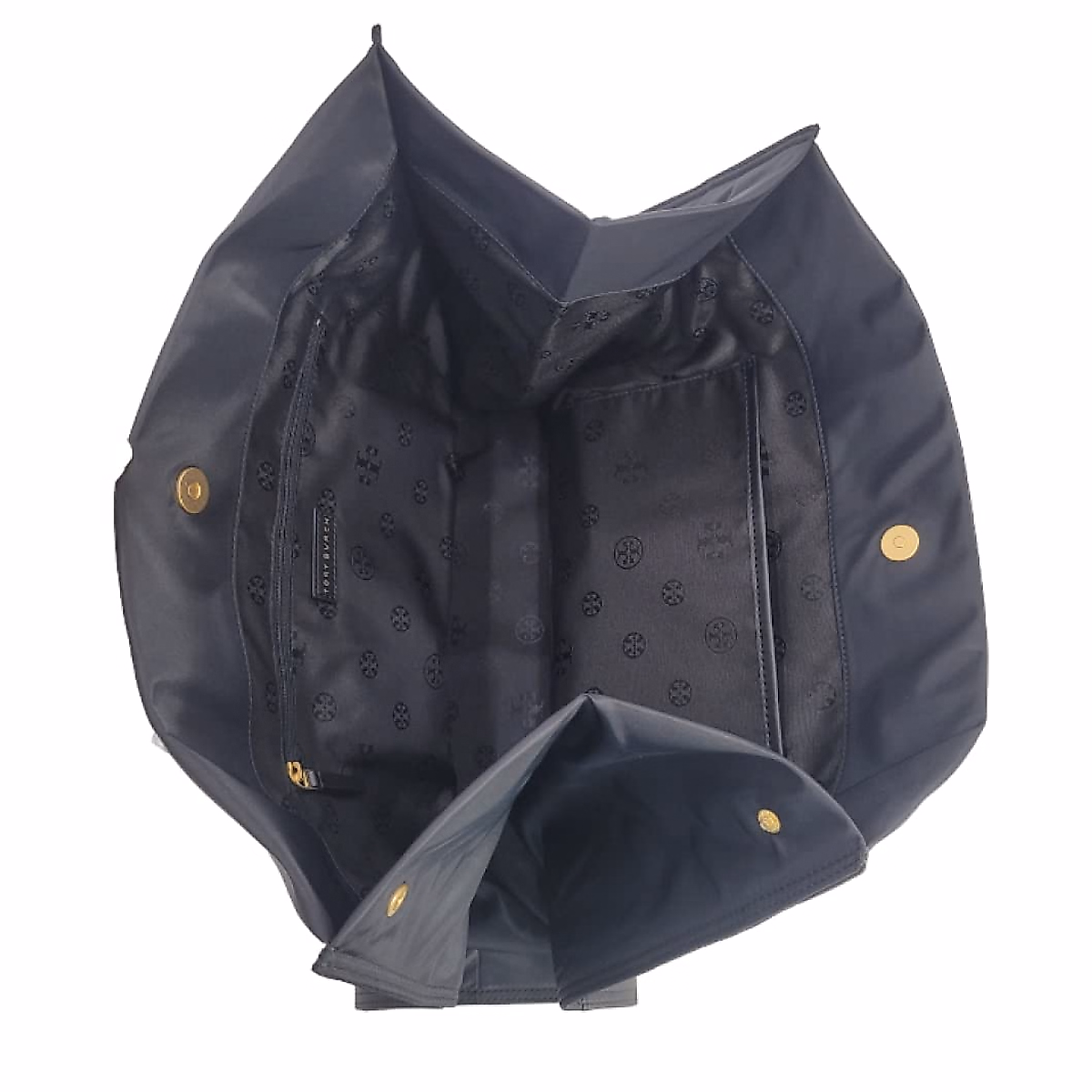 Tory Burch 136144 Ella Black With Gold Hardware Women's Large Nylon Tote Bag