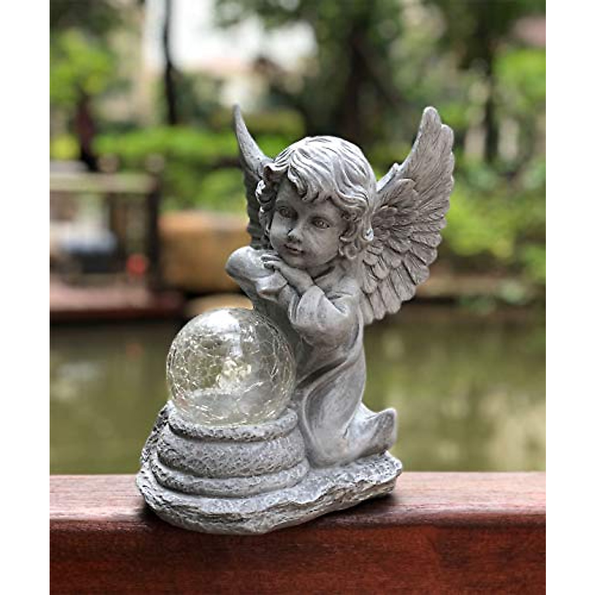 Bo-Toys Solar Powered Angel with Solar Glowing Globe LED Garden Light Decor Color Change