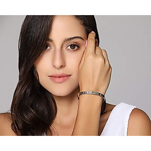 MVCOLEDY Valentines Day Gifts Jewelry Gold/White Gold Plated Bangle Bracelet Heart Stone Stainless Steel with Crystal Bangle Bracelets for Women Jewelry Size 6.7 Inches (Gold and Silvery)