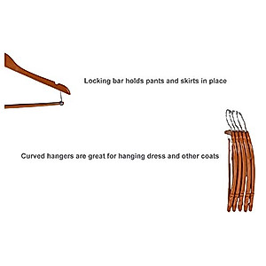 Natural Finish Wood Suit Hanger with Locking Bar (Set of 5)