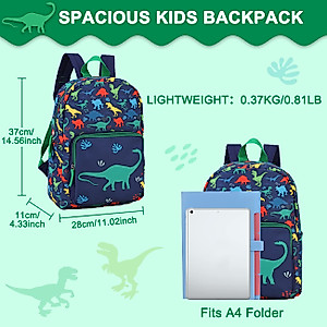 RAVUO Dinosaur Backpack, Water Resistant Cute Lightweight Small Backpack for Little Kids Boys Kindergarten Preschool Bookbag Toddler Backpack with Chest Strap