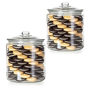 Crutello 2pc 68 Oz Apothecary Jars for Kitchen Storage - Glass Food Storage Jars with Airtight Lids - Perfect for Flour, Sugar, Coffee, Cookies - A Family-Owned American Brand