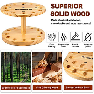 PLUSINNO V12 Fishing Rod Holders for Garage, Vertical Fishing Pole Holders Wooden Round Floor Stand, Fishing Rod Rack Holds up to 12 Rods or Fishing Nets Storage Organizer Racks, Fishing Gifts for Men