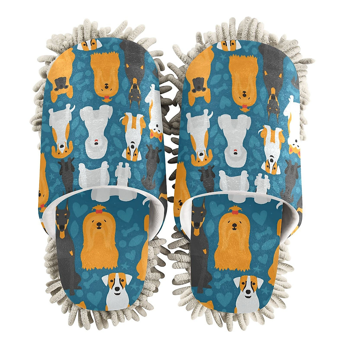 Dogs Mop Slippers Shoes Cover for Floor Cleaning Washable Dirty Dust Hair Cleaners Microfiber Mop Socks for Office House Kitchen