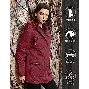 wantdo Women's Sherpa Lined Coat Vintage Warm Winter Parka Coat Overcoat Wine XL