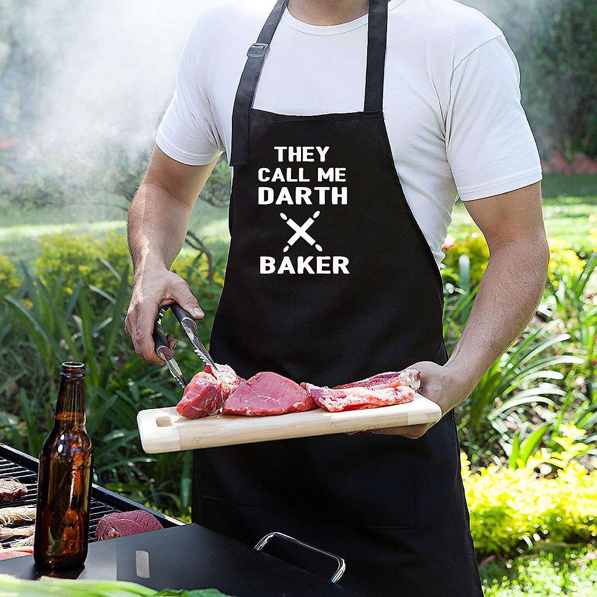 IDOXE Funny BBQ Grilling Aprons for Men Women Baking Waffle Darth Barber Vader Boyfriend Fathers Day Retirement Novelty Gifts Plus Size Home Accessories