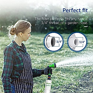 Waterspecialist Garden Hose Water Filter with Hose Protector, Compatible with Mist Cooling System, Reduces Chlorine, Bad Taste and Odor for Gardening and Pets