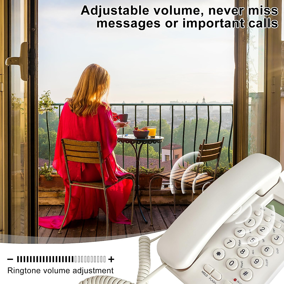 Wired Telephone, Desktop Telephone, Fixed Telephone, Caller ID Telephone, Front Desk Home Office with Call Display and Other Multi Scene Telephone Sets (White)
