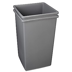 AmazonCommercial 25 Gallon Square Waste Container, Grey, 2-pack