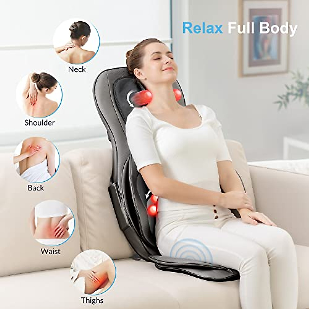 COMFIER Shiatsu Neck & Back Massager – 2D/3D Kneading Full Back Massager with Heat & Adjustable Compression, Massage Chair Pad for Shoulder Neck and Back Full Body, Gifts for Men Dad