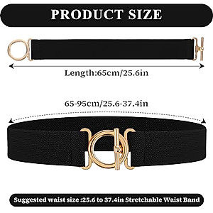 Amaxiu Women Elastic Belt, Invisible Stretch Ladies Belts with Gold Flat Buckle Skinny Waist Belt For Jeans Pants Dresses(Black)