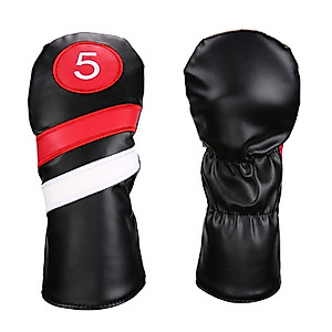 KYTAI Golf Club Head Covers- PU Driver Headcovers and 3 5 Wood Head Covers for Fairway (Black)