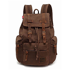AUGUR High Capacity Canvas Vintage Backpack - for School Hiking Travel 12-17" Laptop