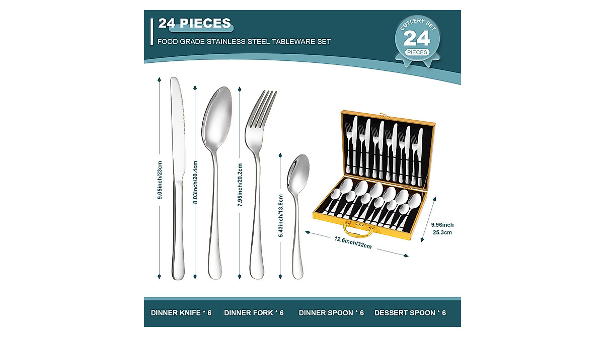 Luxurious 24-Piece Silverware Set in Gift Box