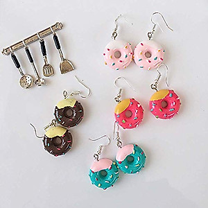 Donut Dress Up Supplies Donut Headband Glasses Frame Necklace Earrings Keychains Pink Theme Party Gifts for Women Girls 7 Pack