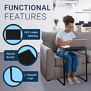 Table Mate XL TV Tray Table - Folding Couch Table Trays for Eating Snack Food, Stowaway Laptop Stand, Portable Bed Dinner Tray - Adjustable TV Table with 4 Set Angles, Black