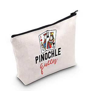 POFULL Pinochle Lover Gift Pinochle Queen Player Cosmetic Bags Pinochle Card Game Queen Gift (Pinochle Queen bag)