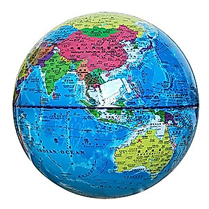 geographic globe Global 9.8" Blue Ocean World Globe With Metal Base Desktop Earth Globe Educational Geography Globes Of Earth For Kids & Adult world globe gift (Diameter 7.8"+ar) (