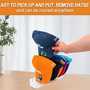 cocog Hat Organizer for Baseball Caps Display and Organizer - 2 Pack, No Install Acrylic Hat Holder for 14 Baseball Caps for Bedroom, Closet, Dresser