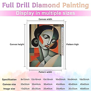 Solitar Full Circle Diamond Picasso Abstract Geometry Girl Diamond Painting Art kit Suitable for Adult Beginner Painting with Gemstone Beads, Crystal Home Wall Decor 12 x 12 in（30x30 cm）